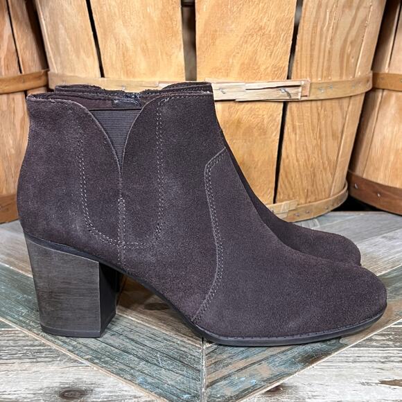 Clarks | Shoes | Clarks Collection Enfield Senya Brown Suede Block Heel ...